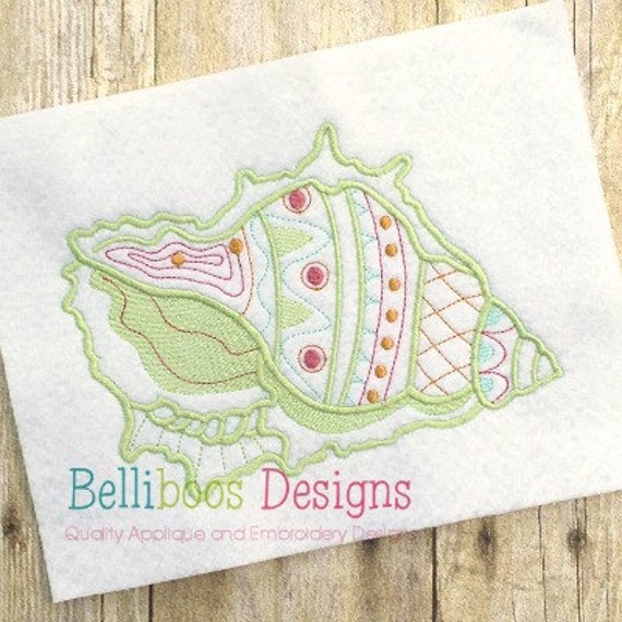 Shell Embroidery Design Beach Embroidery Design Summer