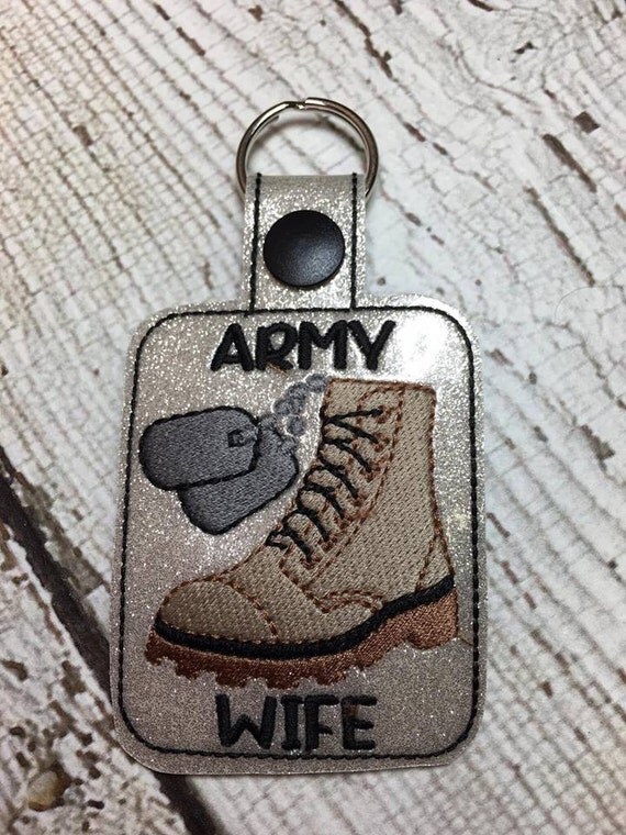 Army Wife Military Combat Boots Dog Tags Key Fob Design