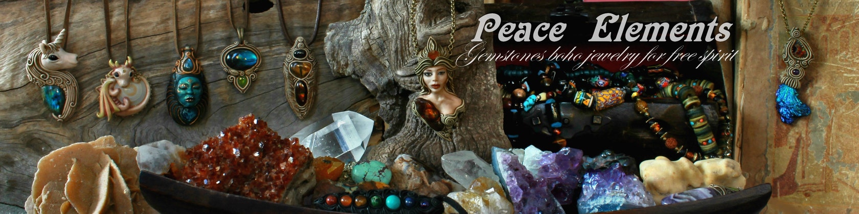 Gemstones boho jewelry for free spirit by PeaceElements on Etsy