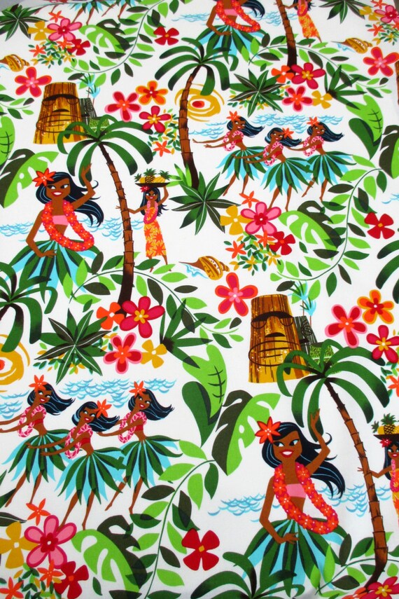 Fabric Leis Luaus and Aloha Hawaiian Hula Girls Fabric