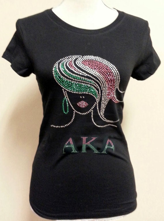 AKA Sorority Tshirt Rhinestone T Shirt Alpha Kappa Alpha By Mustit AKA Sorority Tshirt Rhinestone T Shirt Alpha Kappa Alpha By Mustit