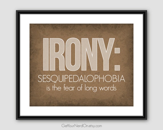 Funny Irony Poster Grammar Nerd Humor Gifts for Teacher