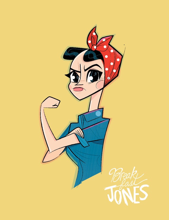 Rosie the Riveter Digital Art Print War-time Illustration