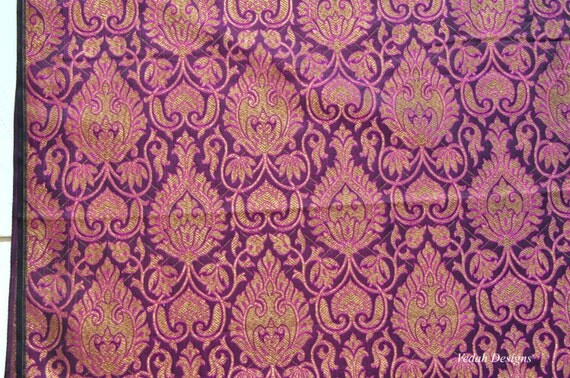 Luxurious Pure Silk Jacquard Zari Brocade Homespun Fabric