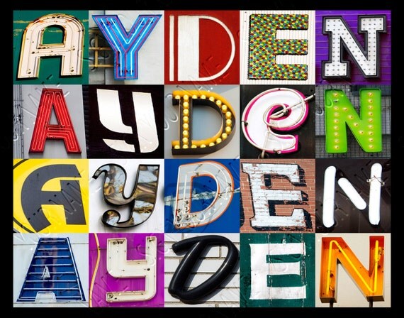 Personalized Poster featuring AYDEN showcased in photos of