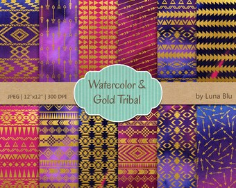 Tribal Digital Paper: Tribal Patterns Orange and
