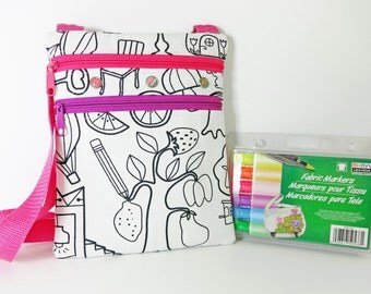 Color Me Bag Messenger Bag Coloring Bag Kids by CitySewist