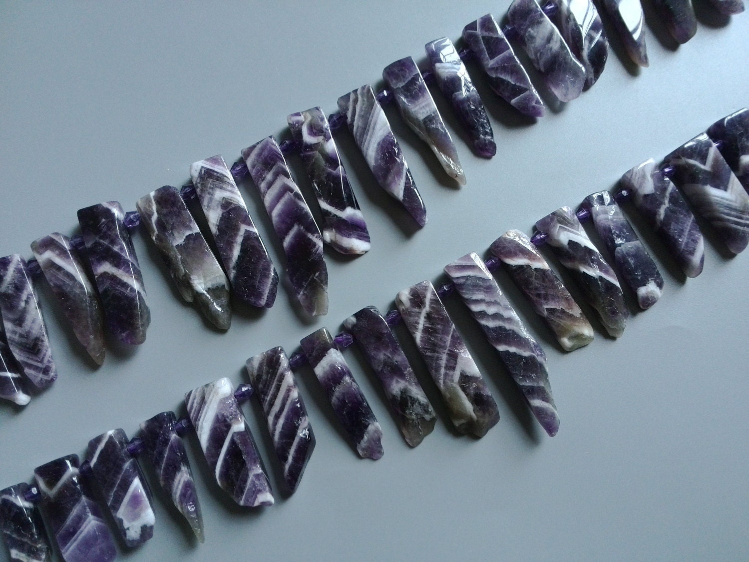 Natural Amethyst Stick BeadsRaw Grain Amethyst Crystal Quartz