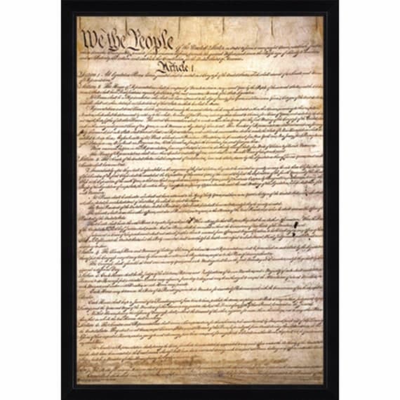 Framed US Constitution Replica United States Poster 24 x 36