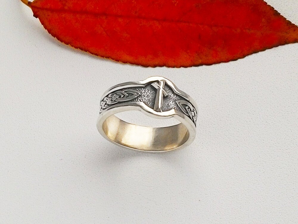 Nauthiz Rune.elder futhark.Runic ring.ring viking.rune