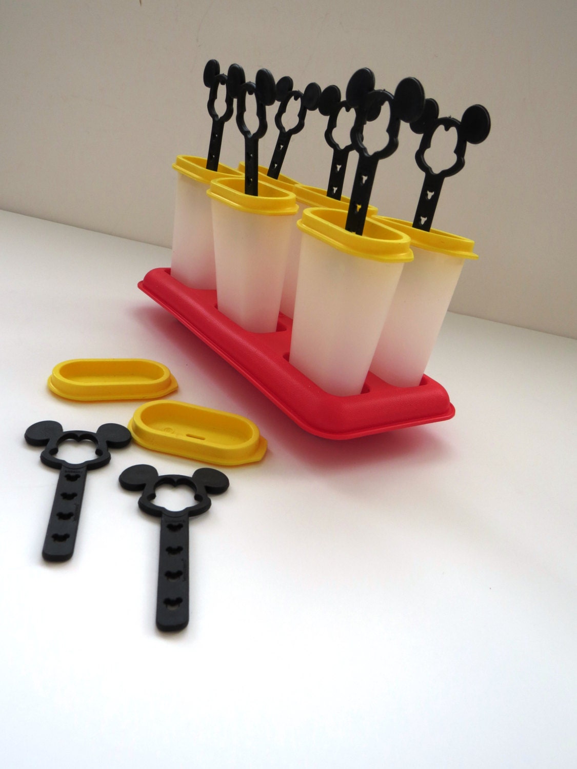 Mickey Mouse Tupperware Popsicle Ice Tup Set in Caddy 23