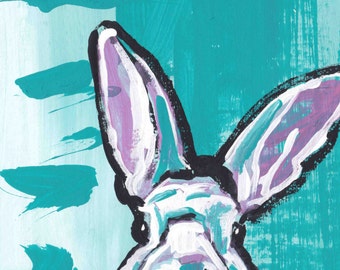 Bunny rabbit art | Etsy
