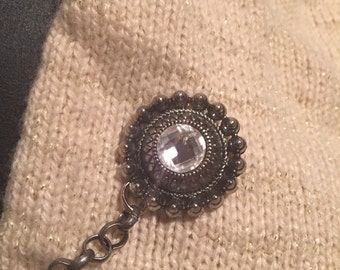 Sweater Pins: Shells with Crystals by jeweledspider on Etsy