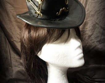 Tesla Top hat. Brown leather mini top hat with by TheTimeCabinet