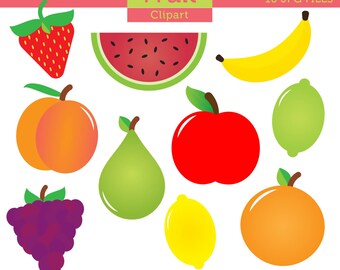 Items similar to Fruit clipart , Fruit clip art ,pineapple banana ...