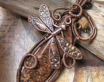 Items similar to Wire Wrapped Dragonfly Necklace on Etsy