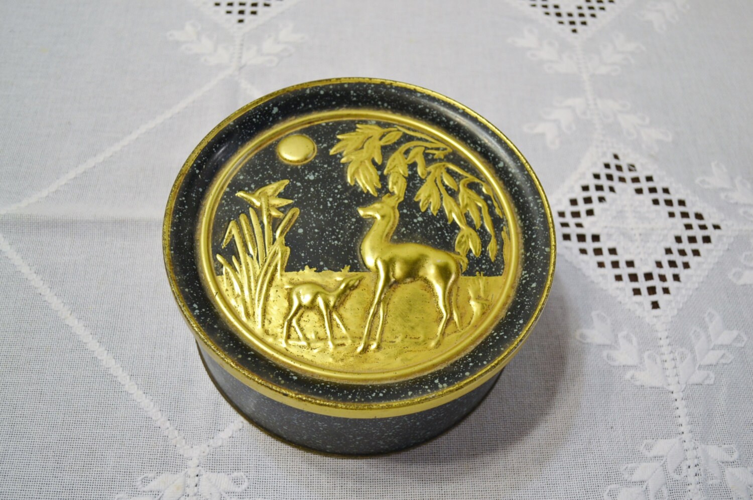 Vintage Guildcraft Tin Deer Fawn Gold and Black Holiday Hollywood ...