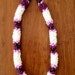 Hawaiian White Pikake with Purple Trim and Kukui Nut Ribbon