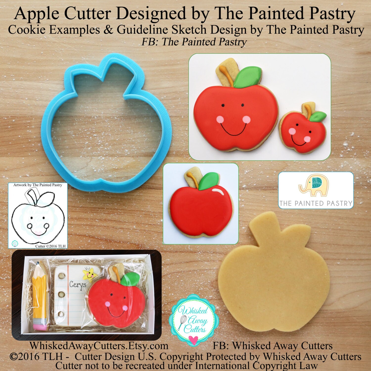 Apple Cookie Cutter and Fondant Cutter by WhiskedAwayCutters