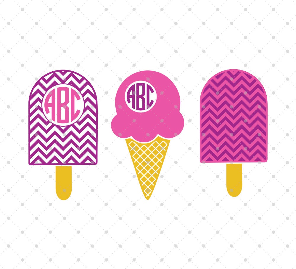 Ice Cream Svg Cut Files Ice Cream Monogram Frame Svg Cut