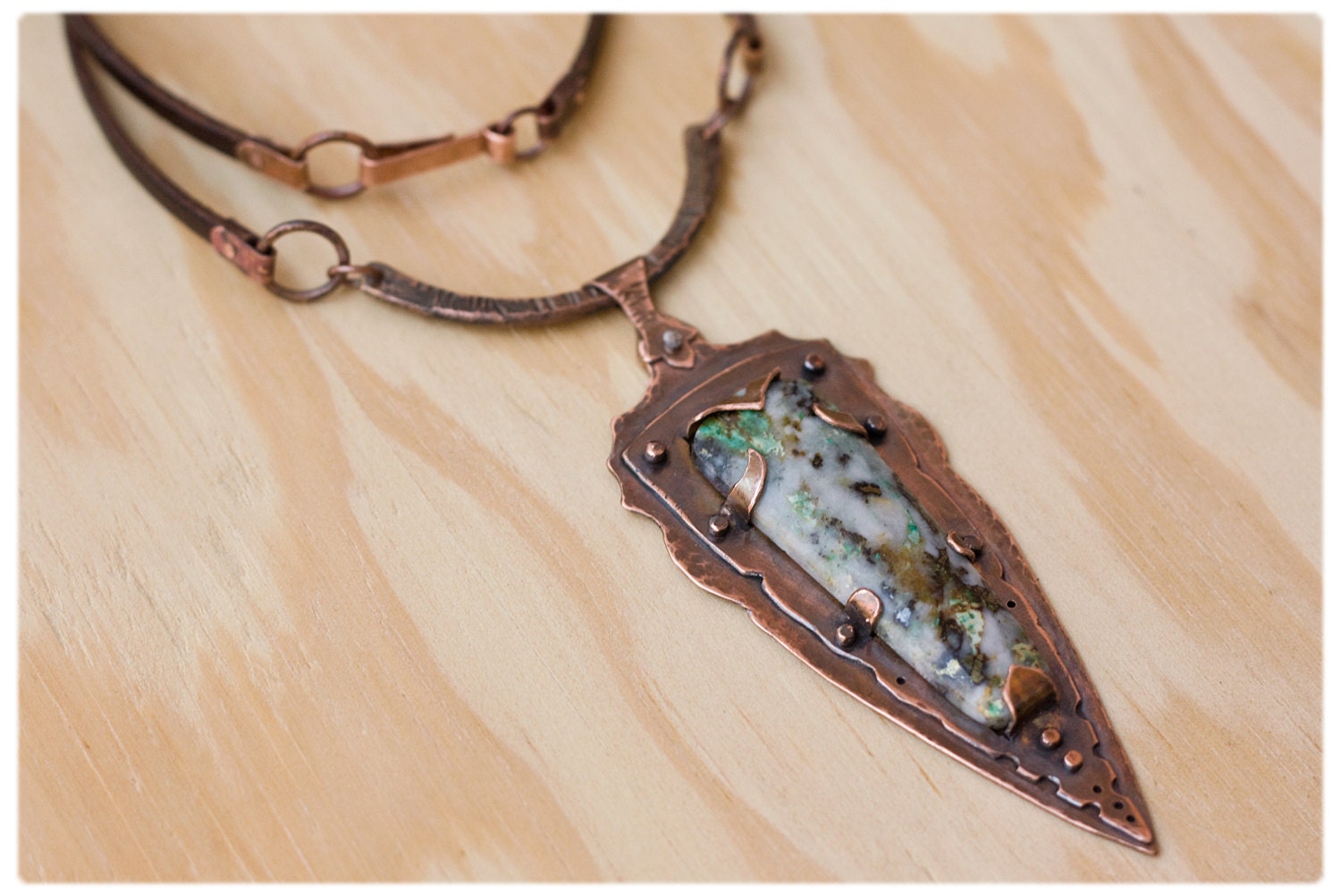 Rustic Necklace: Gold Ore Hand Forged Copper Jewelry