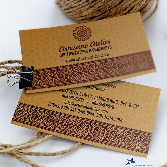 Golden Mexican Sun Southwest Handicrafts Business Card, Printable PDF ...