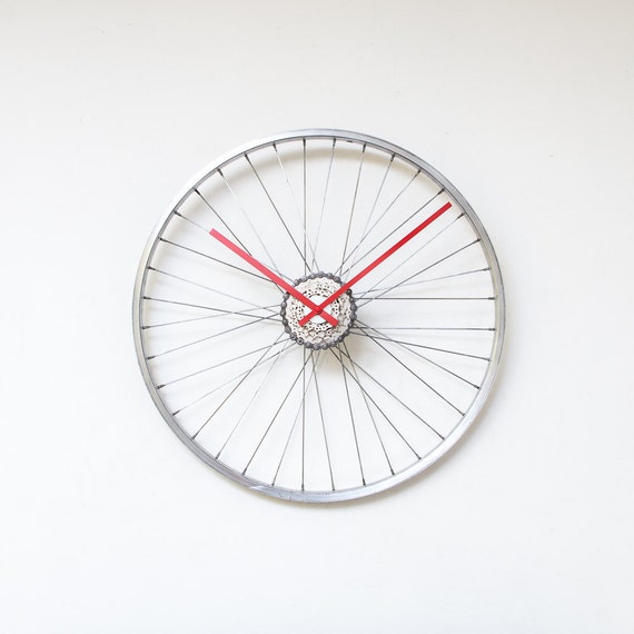 Bicycle Wheel Clock Bicycle Wall Clock Large Wall by ClockLight