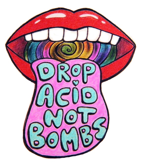 Drop acid Not Bombs-sticker green from acidworks on Etsy Studio