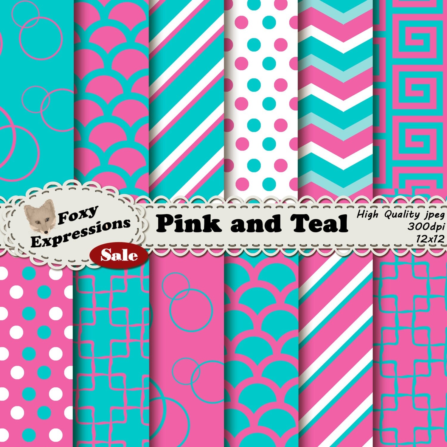 Pink and Teal comes together beautifully in stripes chevrons