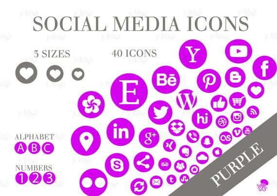 Social Media Icons Set Purple Download