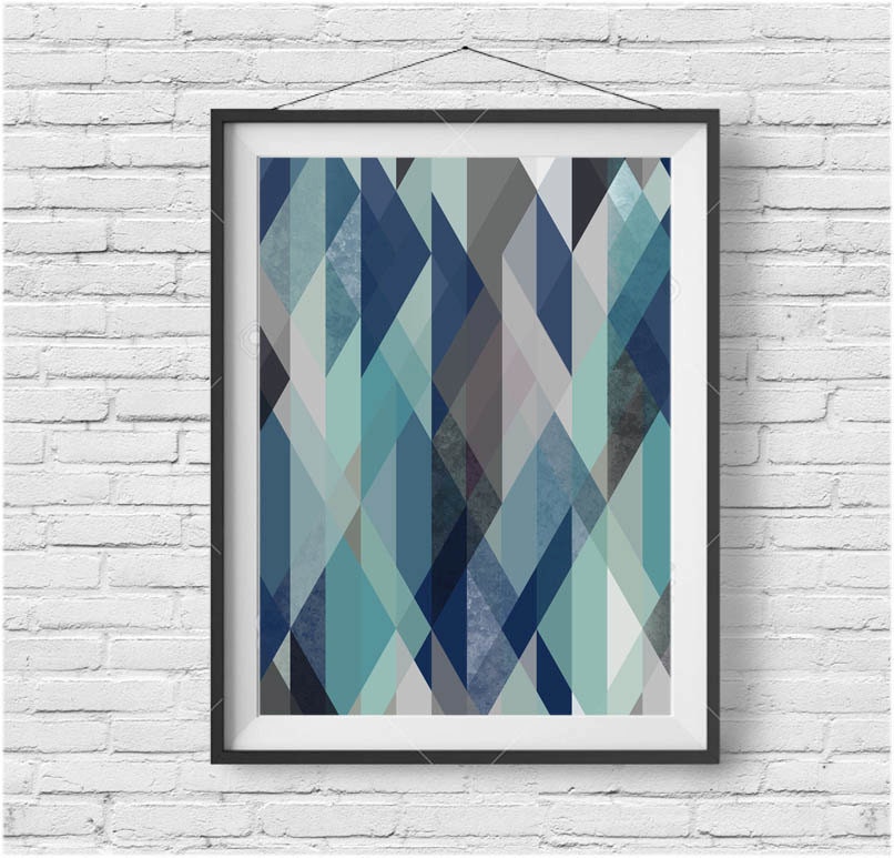 Geometric Print Blue Geometric Art Abstract Poster
