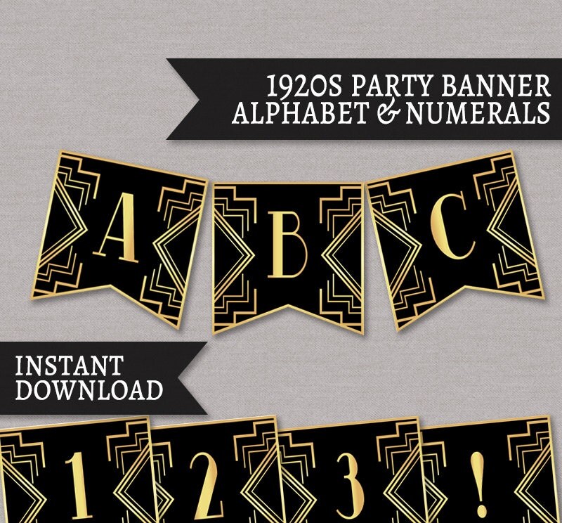 1920s banner printable party 20s theme printable decoration