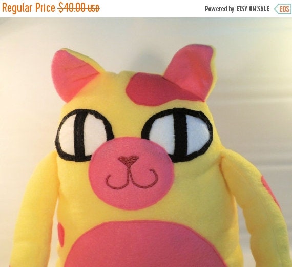 SALE.. Yellow cat plush Monster toy Plush cat Toy Cat pillow Snuggly ...