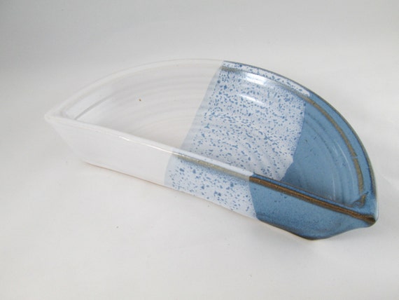 HALF PIE PLATE Handmade Stoneware in Blue / by PaschalPottery