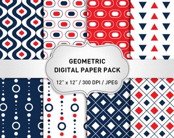 Blue Geometric Digital Paper Digital Paper Pack by KlampDesign