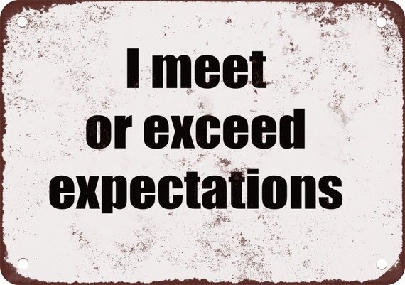 I Meet or Exceed Expectations. Funny Metal Sign