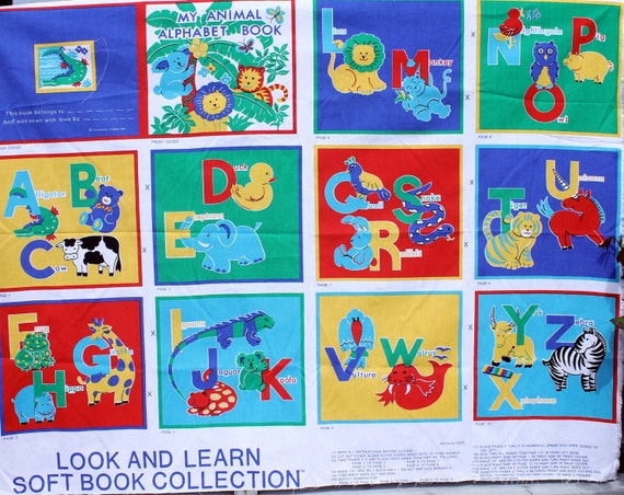 Alphabet Fabric Book Panel Animal Fabric ABC Book Pattern