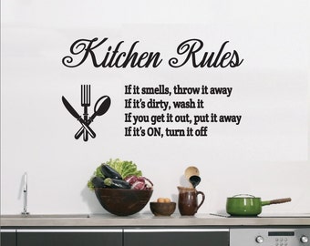 Kitchen rules decal | Etsy
