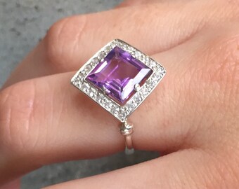 Square stone ring | Etsy