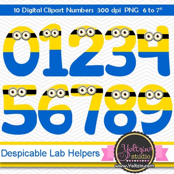 Minions clipart numbers / Minion clipart / by YoltzinStudio