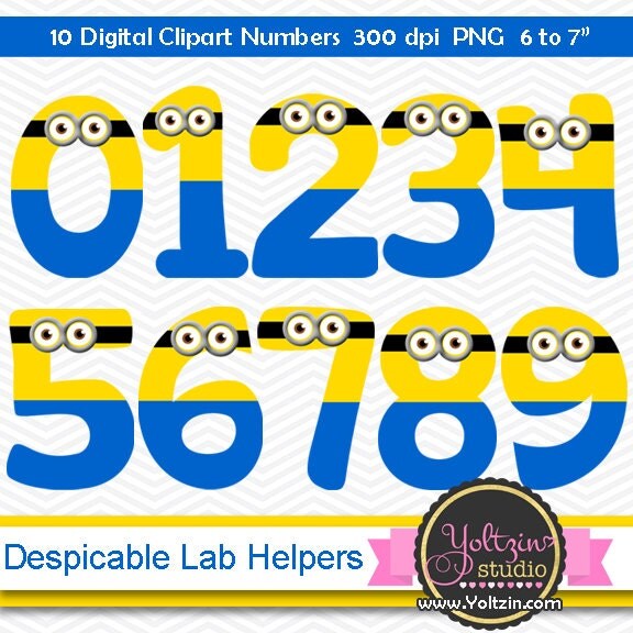 Minions clipart numbers / Minion clipart / by YoltzinStudio
