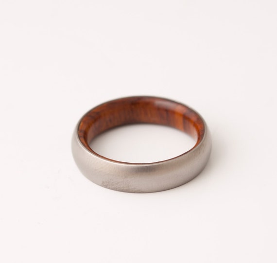 Titanium and Iron Wood // Mens Wood Rings //wood Wedding Band