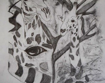 Items similar to Giraffes - Small Print on Etsy