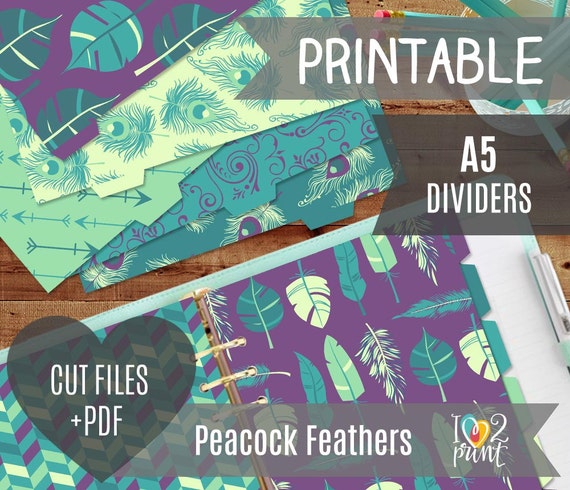 Peacock Feather Planner A5 Dividers Printable Planner