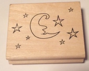 Moon rubber stamp | Etsy