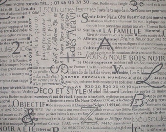 French script fabric | Etsy
