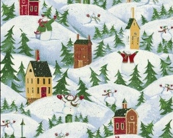 Winter scene fabric | Etsy