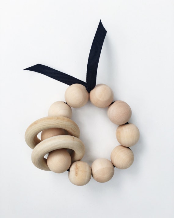 Wooden Baby Rattle in BLACK