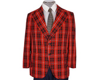 Unique red plaid blazer related items | Etsy