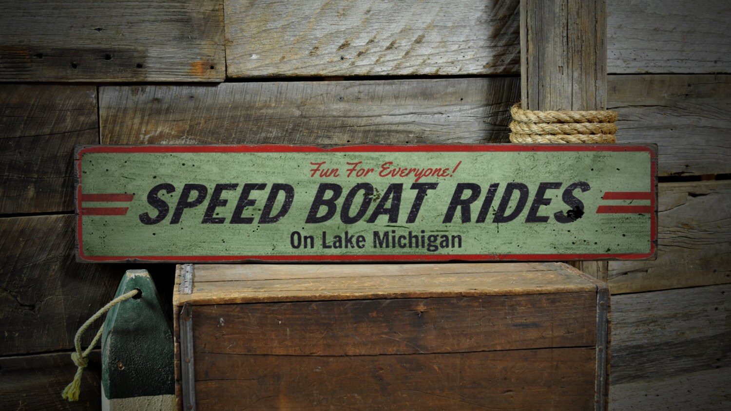 Speed Boat Rides Wood Sign Personalized Lake Name Fun Sign